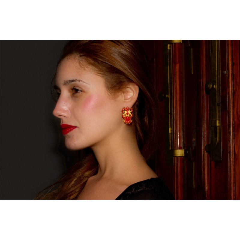 CORALLO. Orecchini in filigrana in oro 18Kt con Corallo sardo